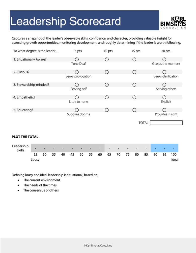 The Leadership Scorecard - Karl Bimshas Consulting